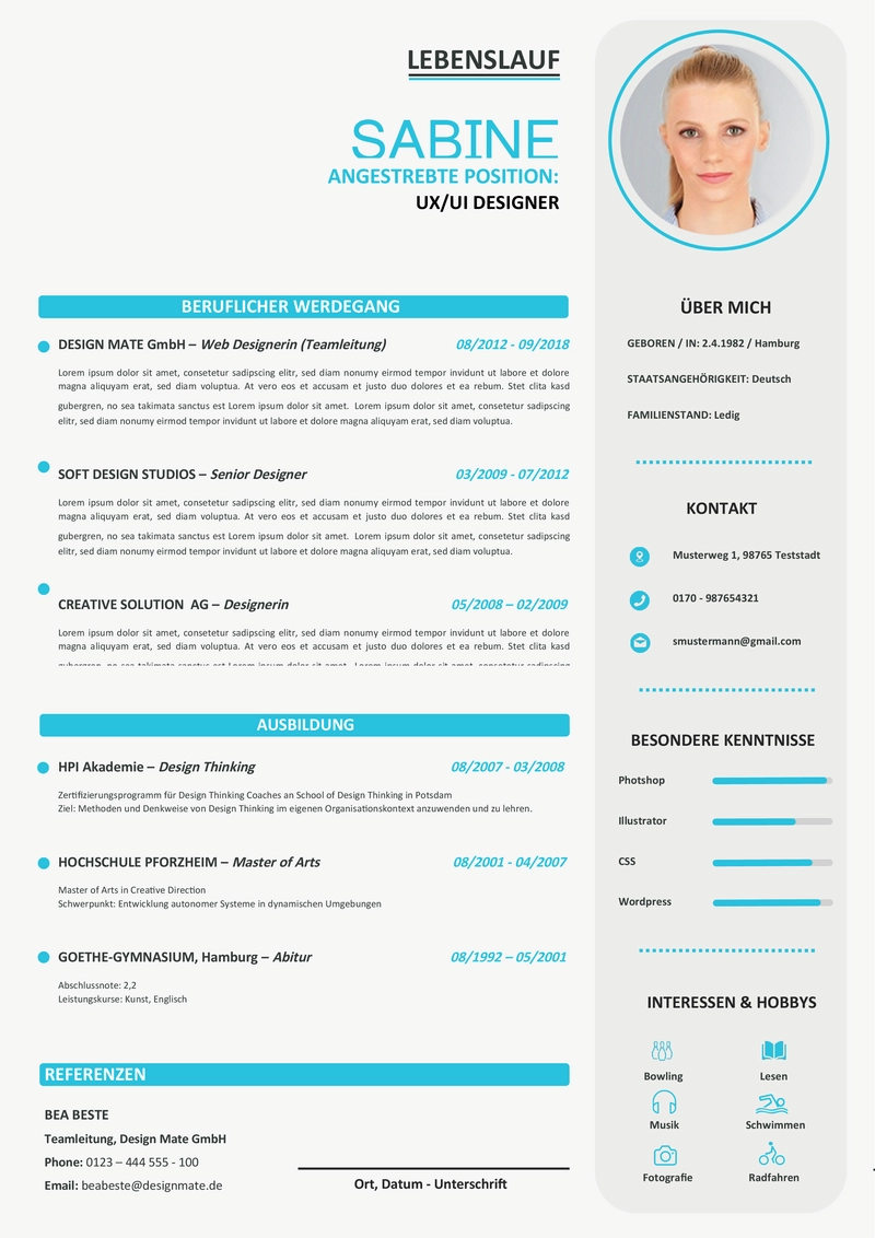 Word Vorlage für einen professionellen Lebenslauf mit klarer Struktur ...